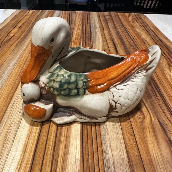 Other | Vintage Ardco Duck And Duckling Planter Part Glazed Part Bisque ...